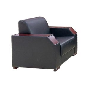Ghế sofa văn phòng SF710 | Bọc da, tay chân gỗ sơn sang trọng